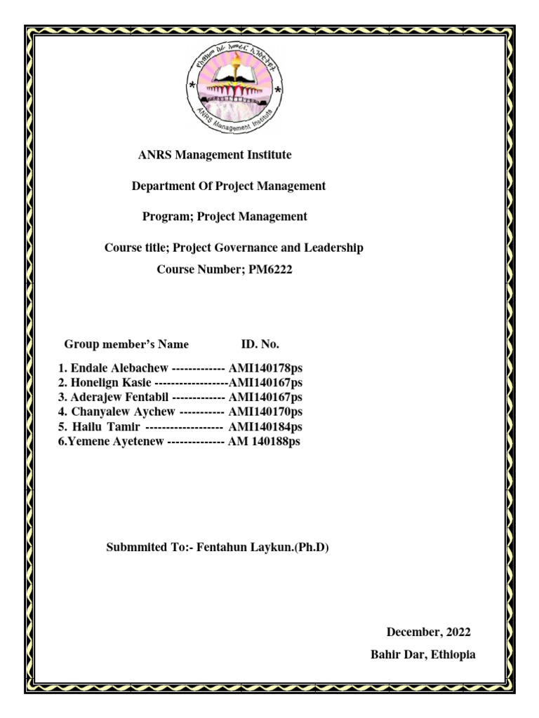 Project Governance Group Assi | PDF | Leadership | Transformational Leadership