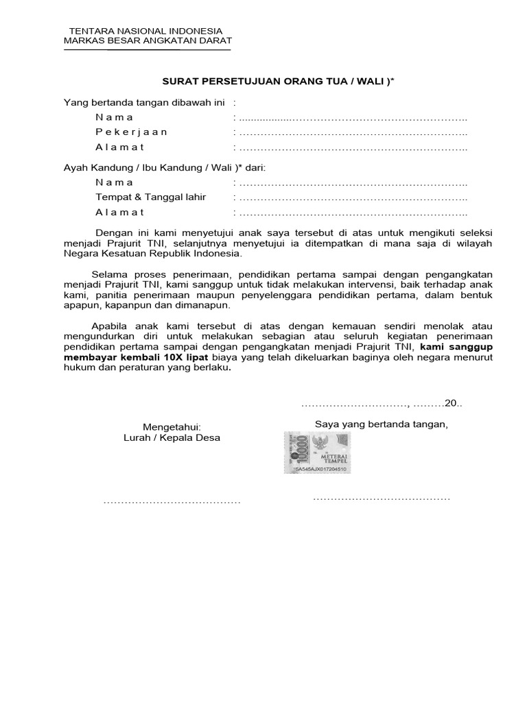 Blanko Dinas Tni Ad | PDF