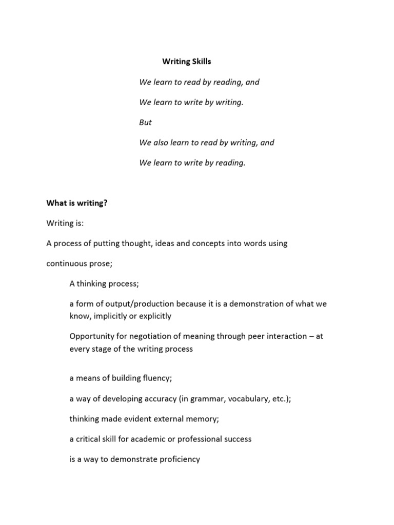 Writing Skills | Download Free PDF | Grammar | English Language