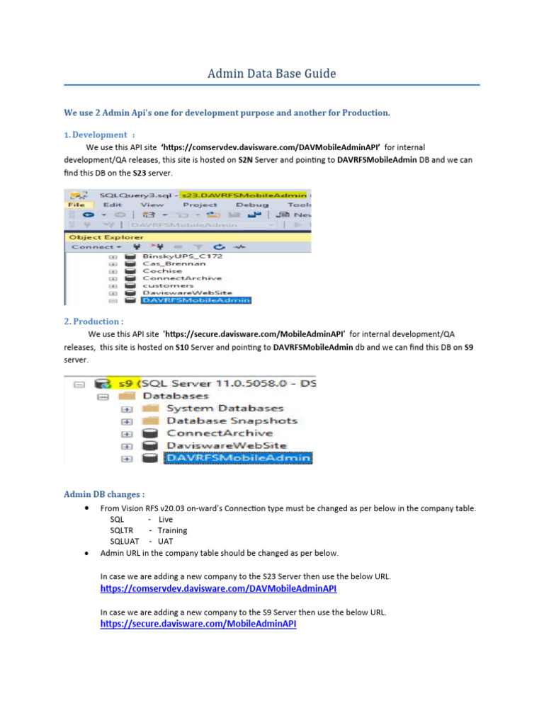 Admin DataBase Guide | PDF