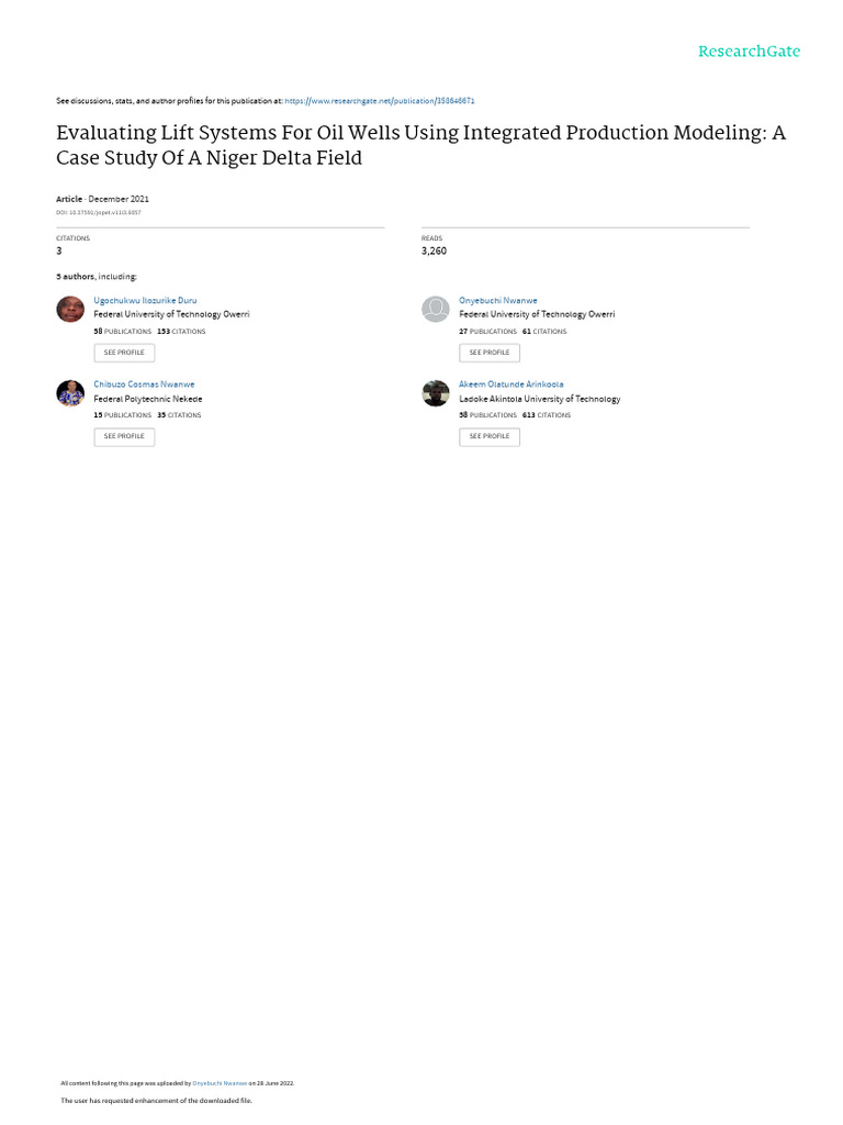 Evaluating Lift Systems For Oil Wells Using Integrated Production ...