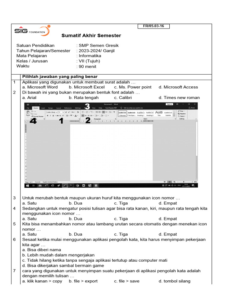 Informatika Kelas Vii Sas Ganjil 2023 | PDF