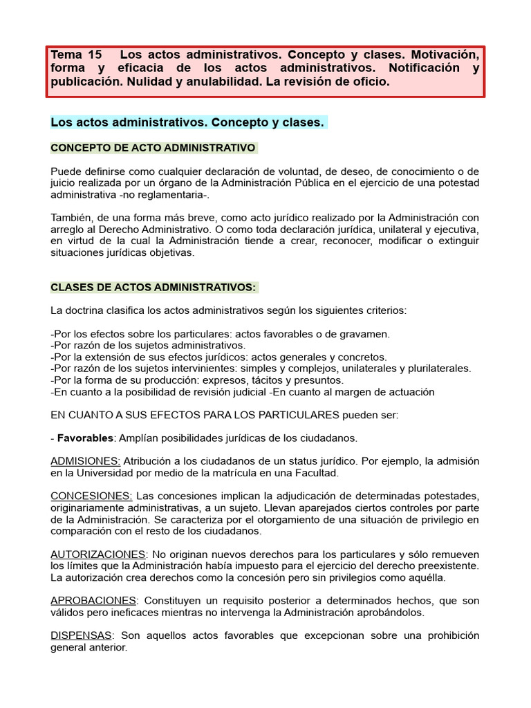 Actos Administrativos: Concepto y Clases | PDF | Gobierno | Gobernancia