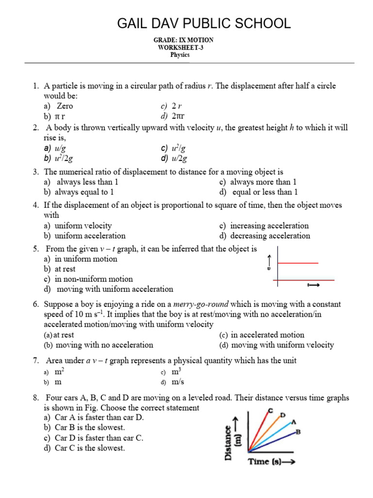 Ix Ws Motion Mcq | PDF | Acceleration | Velocity