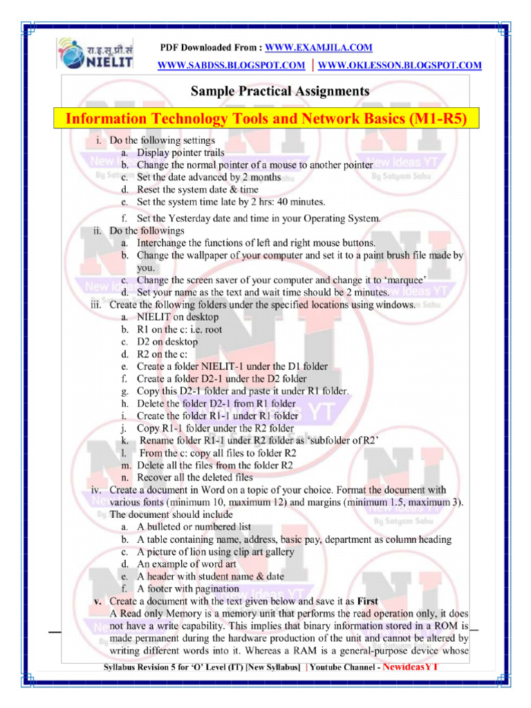 Nielit o Level Practical PDF by Newideasyt | PDF