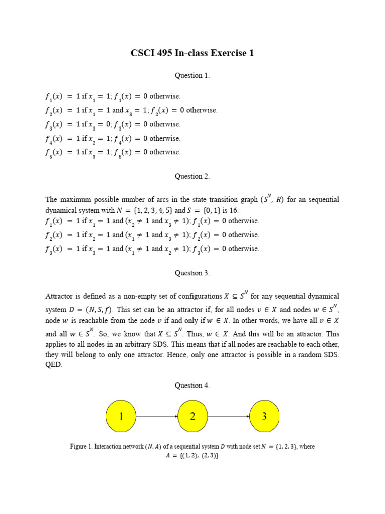 CSCI 495 In-Class Exercise 1 Abylay Kalibek | PDF | Graph Theory | Mathematical Relations