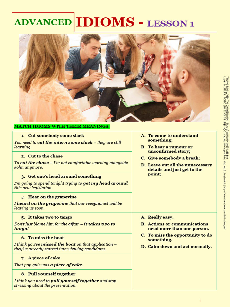 Advanced Idioms - Lesson 1-Final | PDF