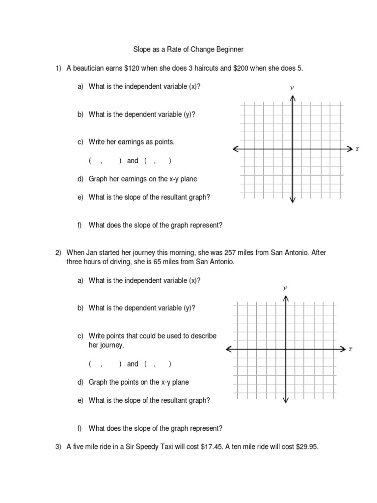 Slope As A Rate of Change Beginner | PDF