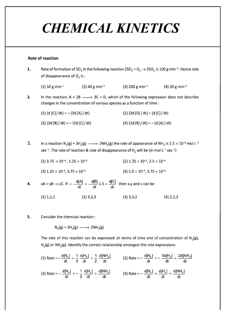 Chemical Kinetics DPP - 2 | PDF