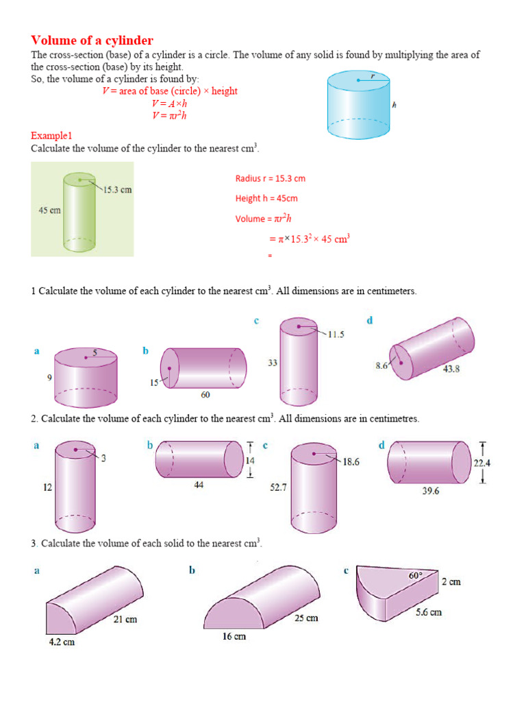 Volume of A Cylinder | PDF