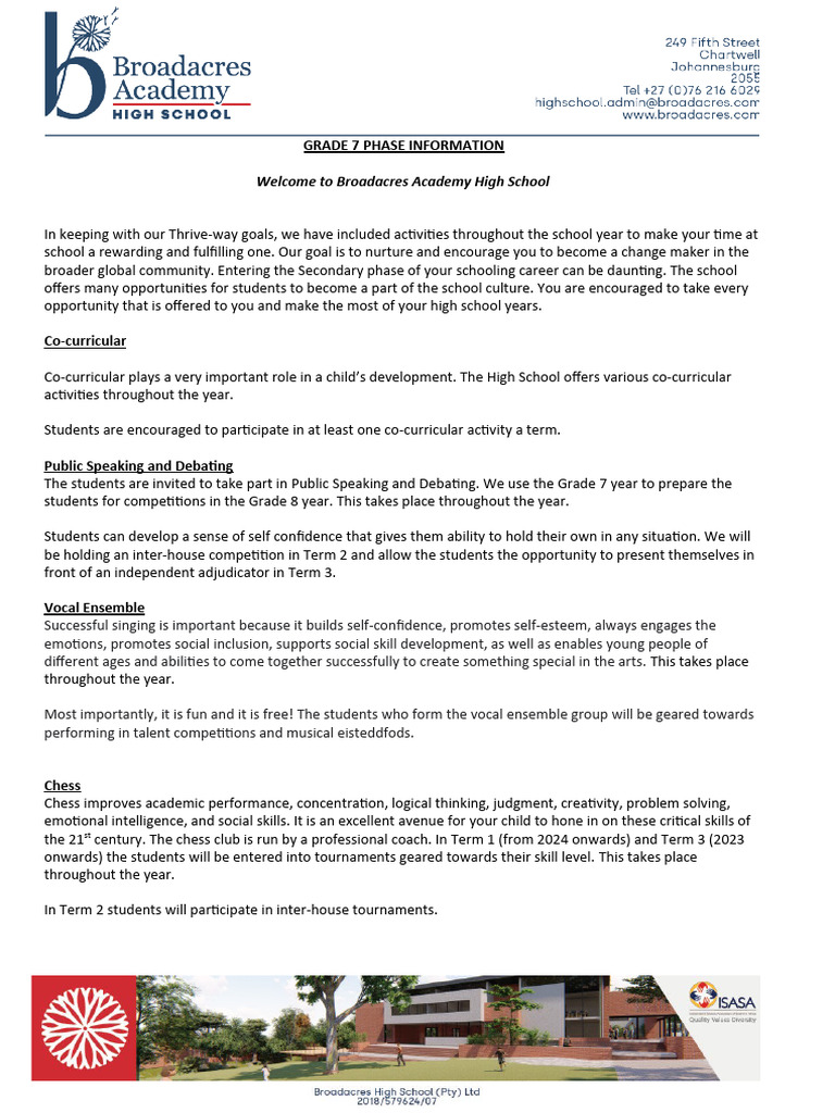 Grade 7 Phase Information | PDF | Behavior Modification | Cognition