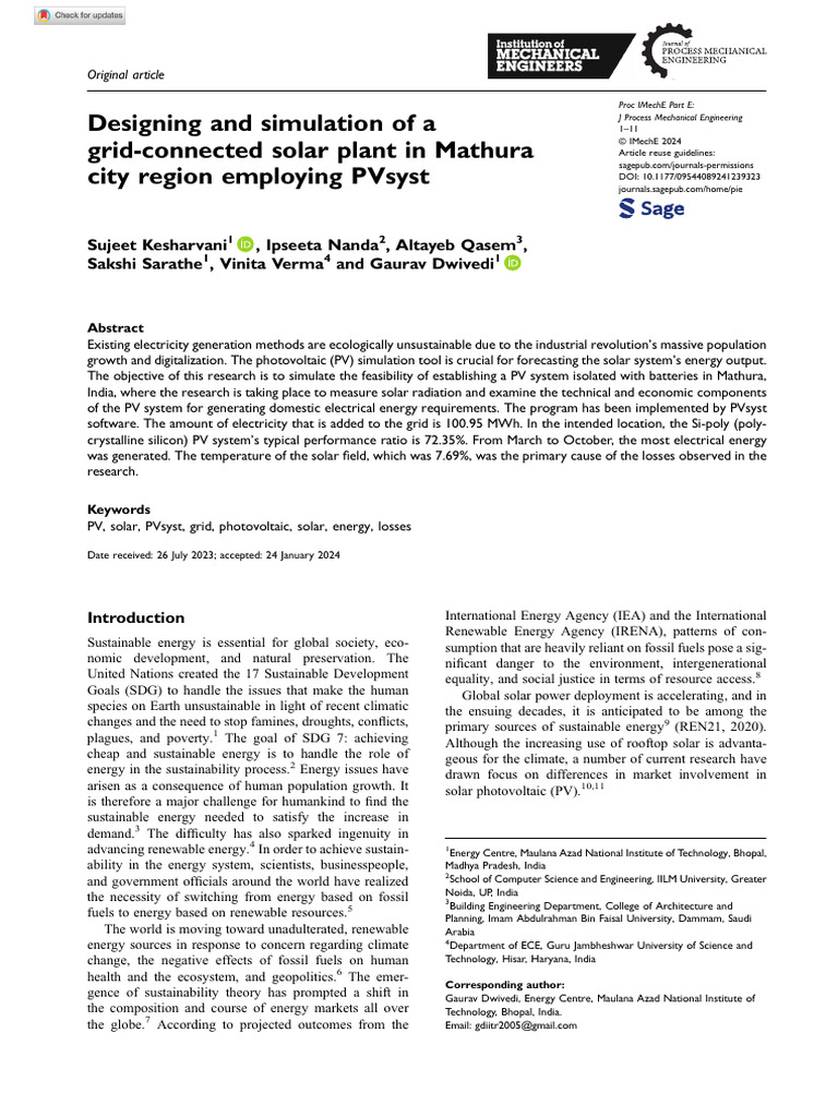 Kesharvani Et Al 2024 Designing and Simulation of A Grid Connected ...