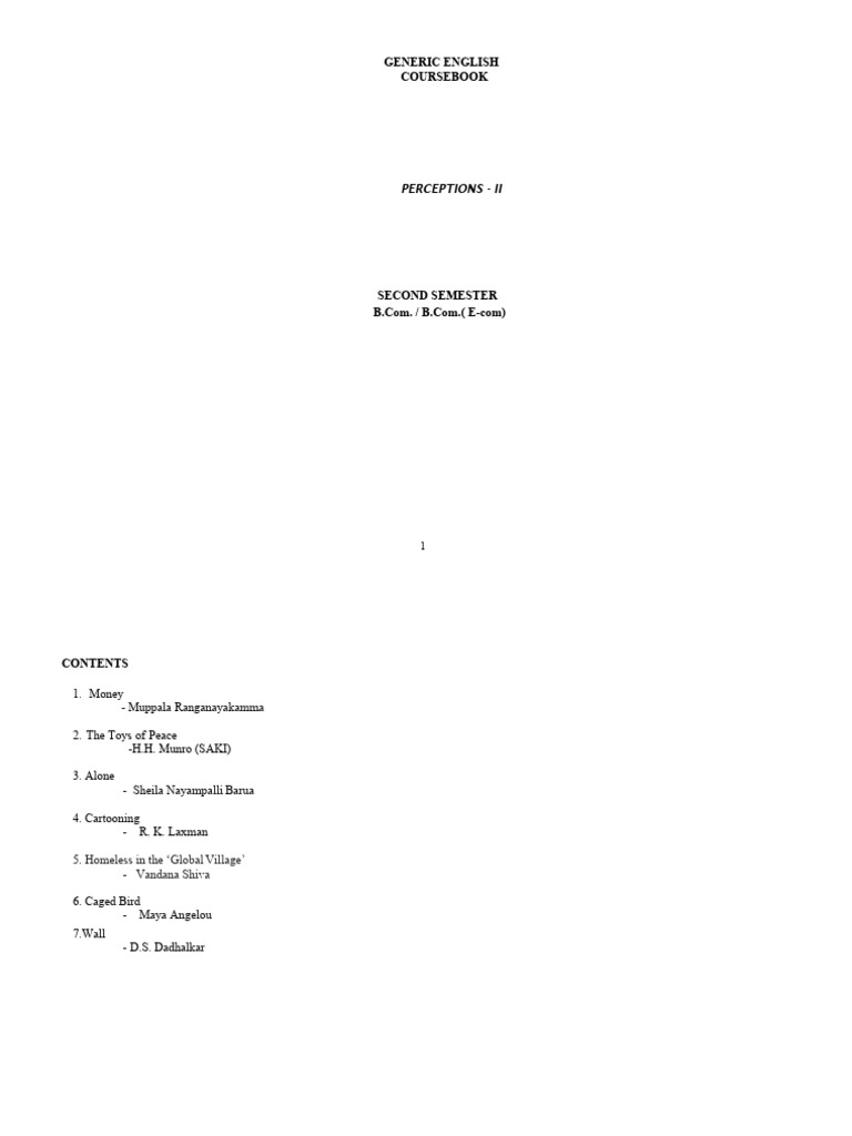 I Bcom Second Semester Course Book | PDF | Saki