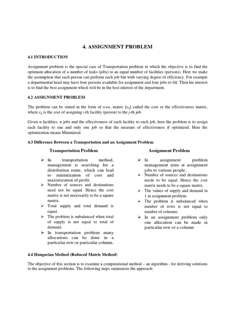 ASSIGNMENT PROBLEM | PDF | Mathematical Optimization | Computer Programming