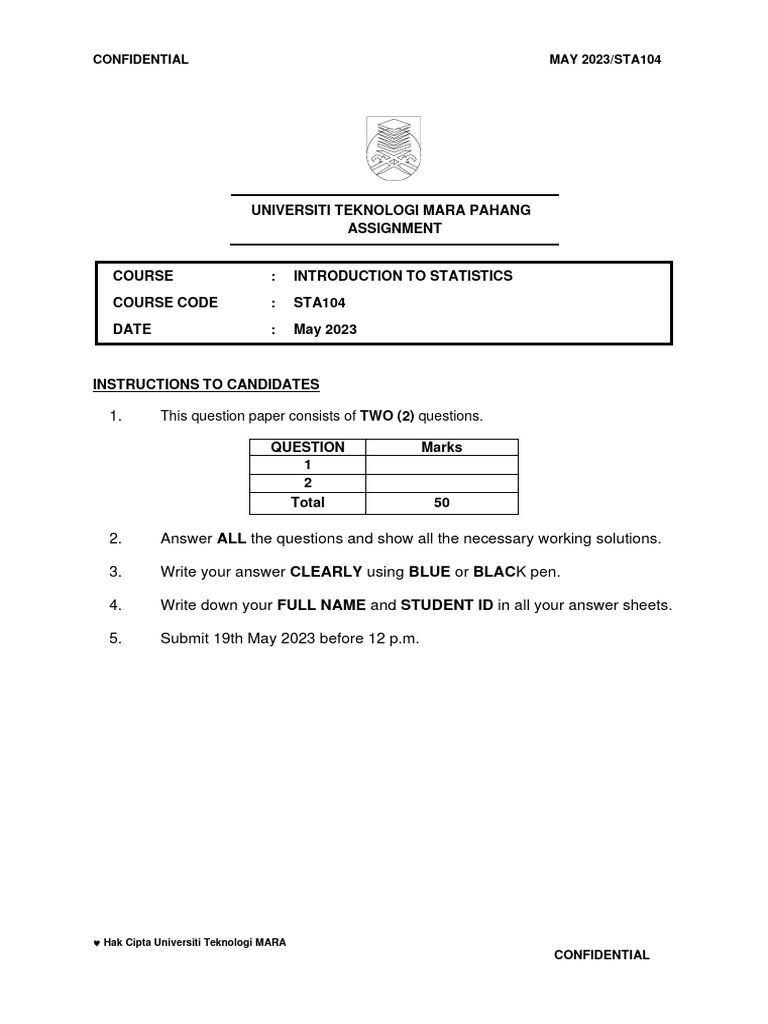 STA 104 - Individual Assignment (Q) | PDF | Survey Methodology | Sampling (Statistics)
