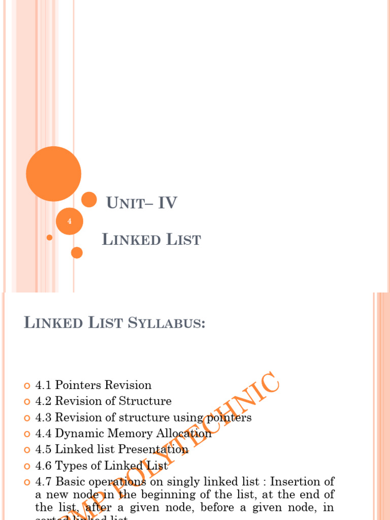 Unit 4 Linked List Pdf Pointer Computer Programming Computer Science