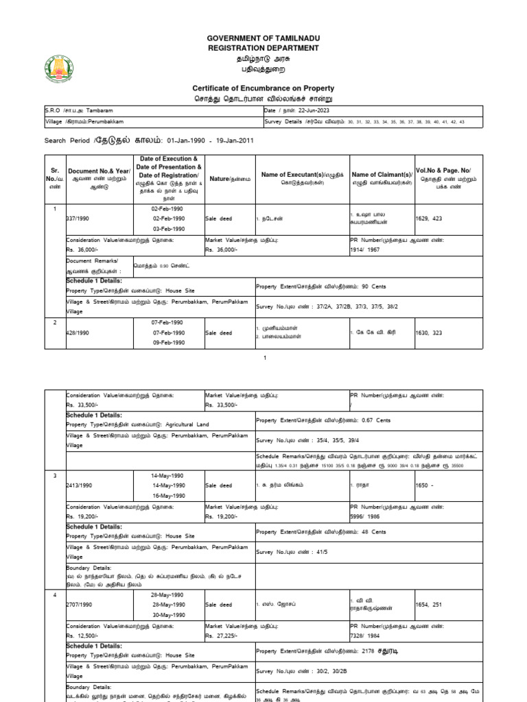 Encumbrance Certificate | PDF