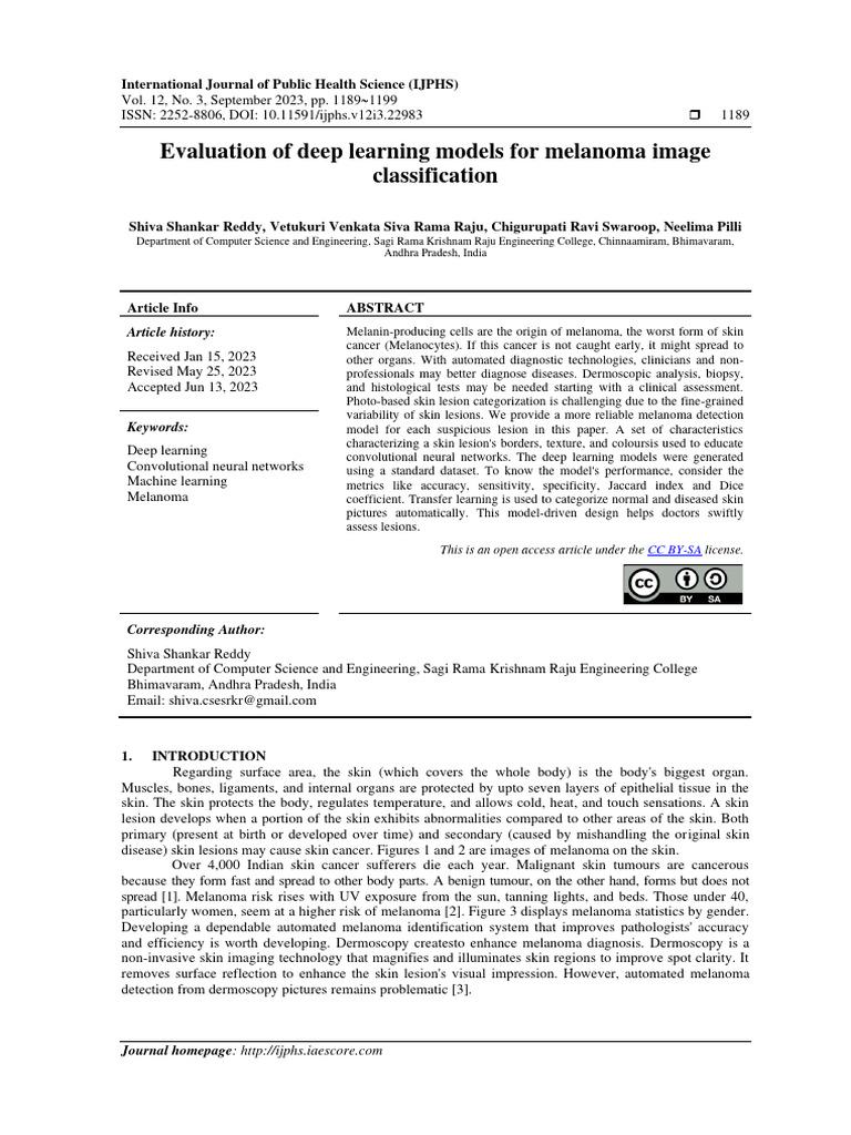 Deep Learning for Melanoma Detection | PDF | Artificial Neural Network ...