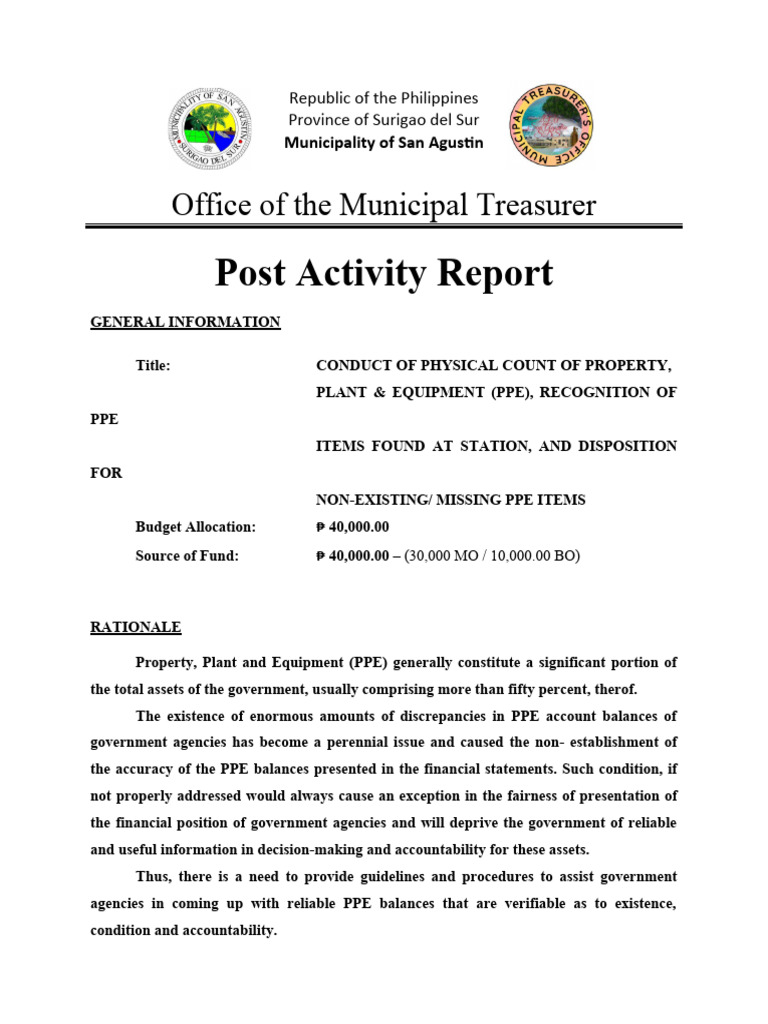 San Agustin PPE Inventory Report | PDF | Inventory