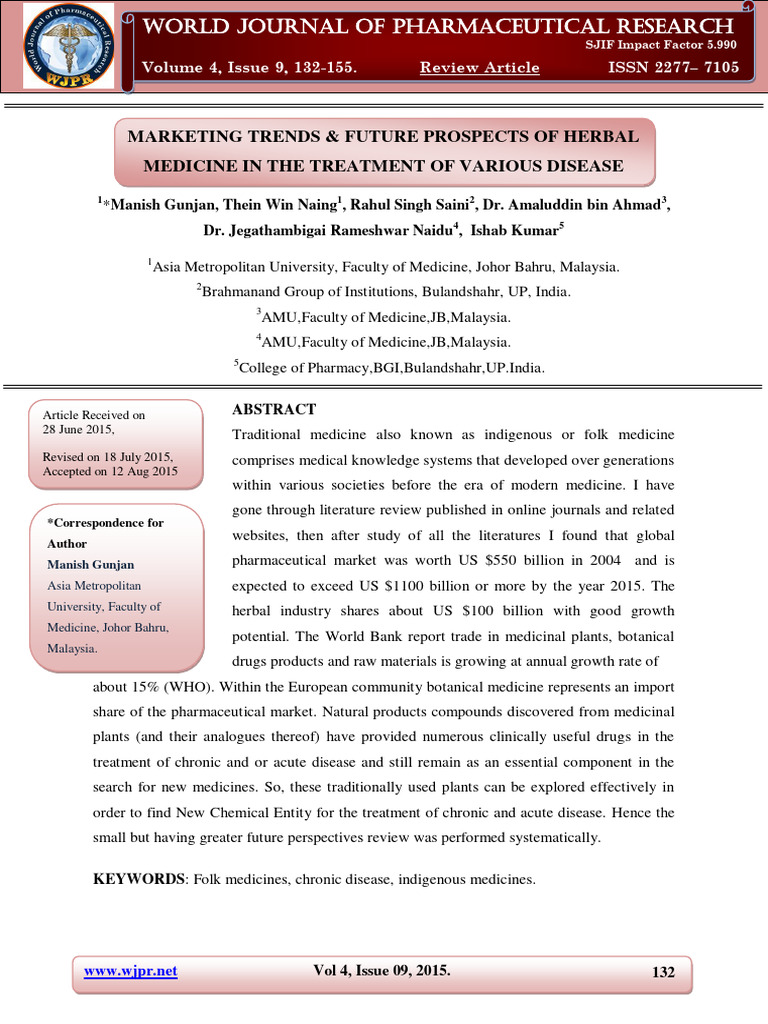 Herbal Medicine: Trends & Future Prospects | PDF | Medicinal Plants | Traditional Medicine