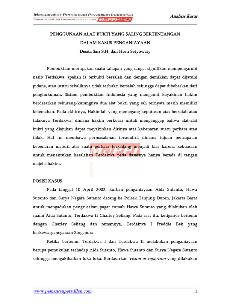 Penggunaan Alat Bukti Yang Saling Bertentangan Dalam Kas | PDF | Hukum