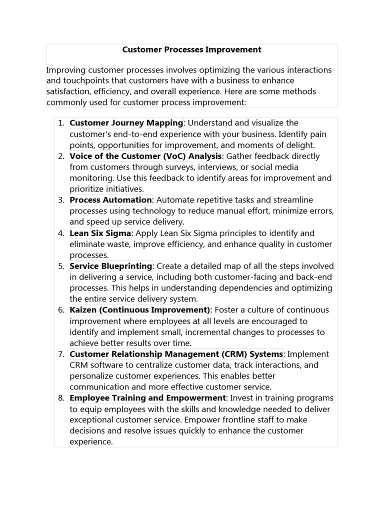 Customer Process Improvement | PDF | Agile Software Development | Customer Experience