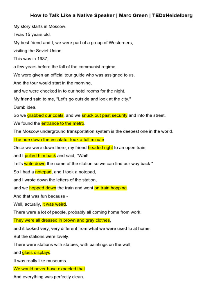 How To Talk Like A Native Speaker | PDF | Accent (Sociolinguistics ...