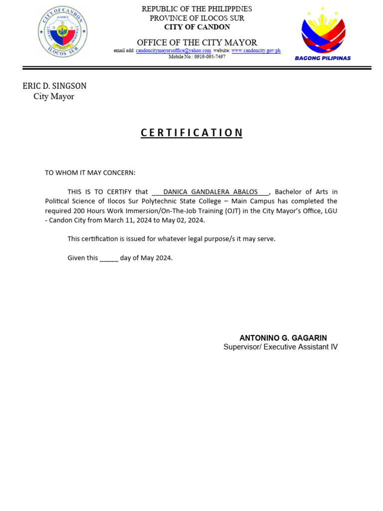 Certification Ojt | PDF