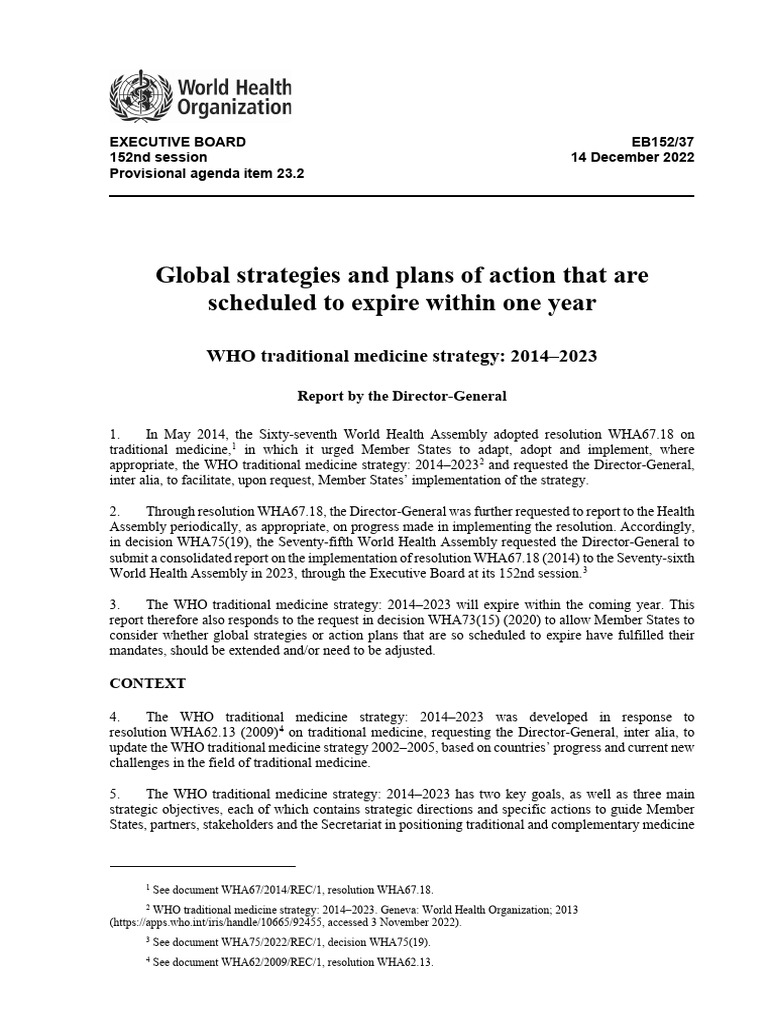 WHO Traditional Medicine Strategy Review | PDF | World Health ...