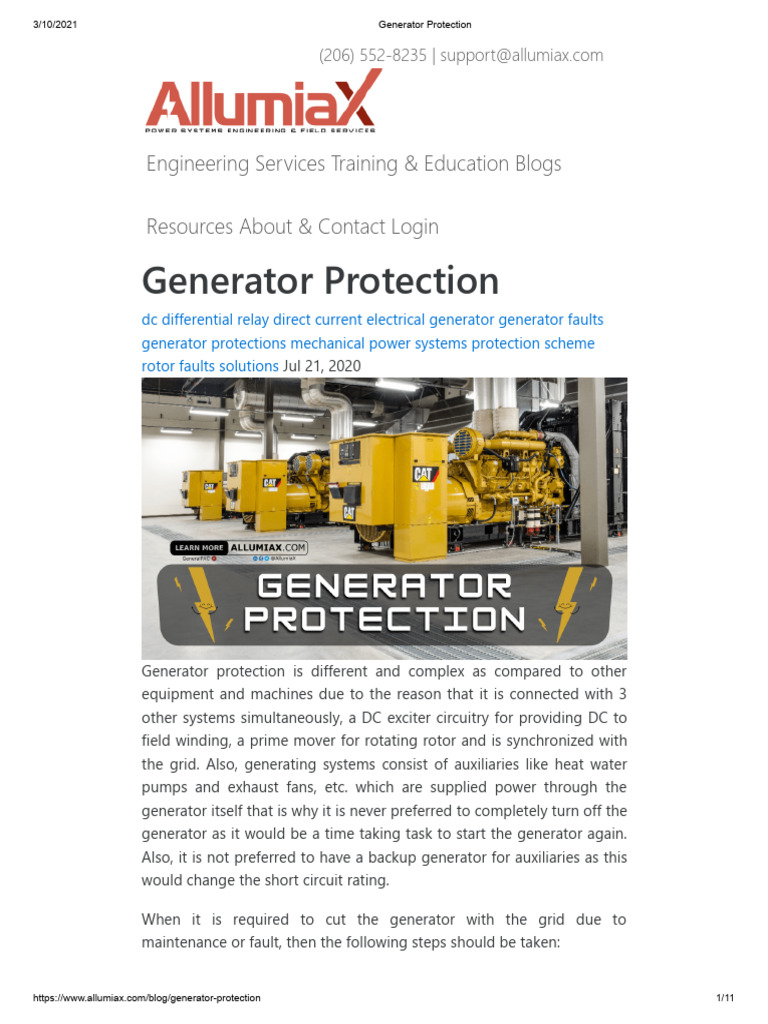 Generator Protection | PDF | Electric Generator | Relay