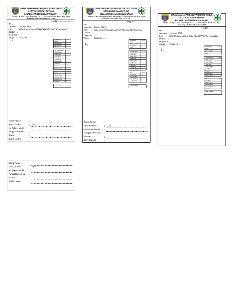 Format Resep (F 4 Bagi 3) 1 Rangkap | PDF