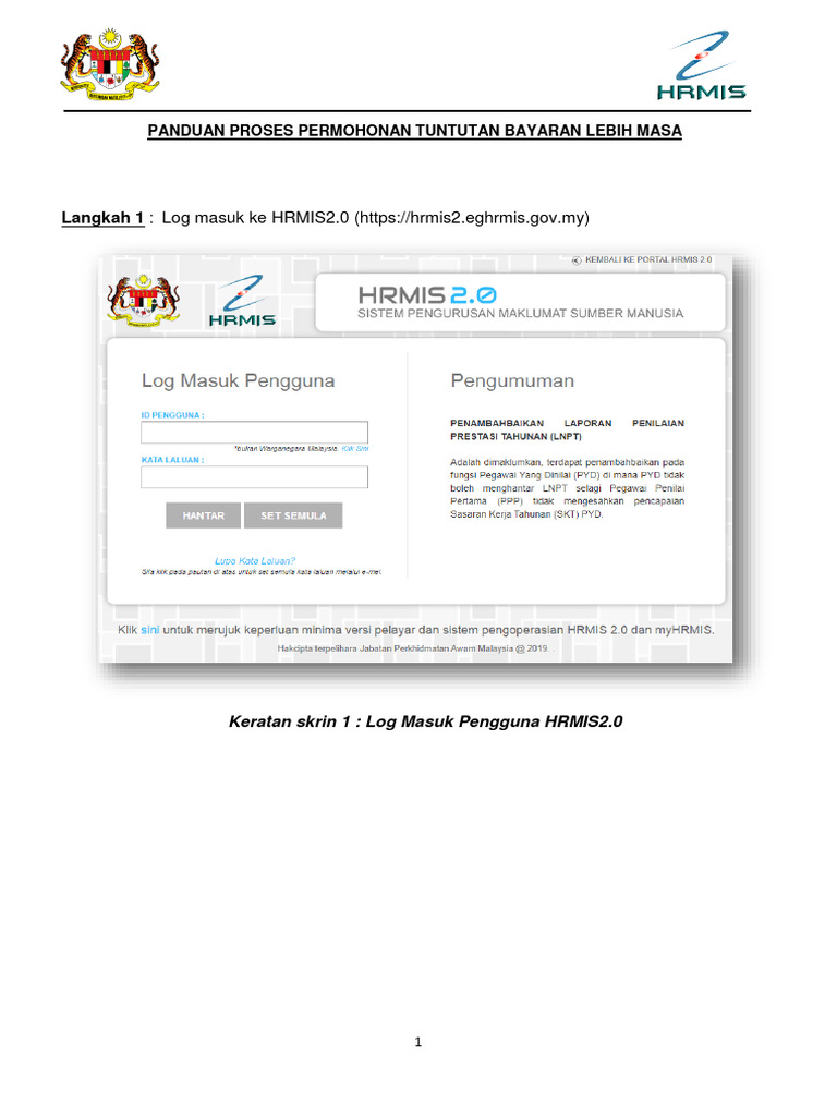 Panduan Tuntutan Bayaran Kerja Lebih Masa HRMIS | PDF | Bisnis | Pengelolaan Keuangan & Uang