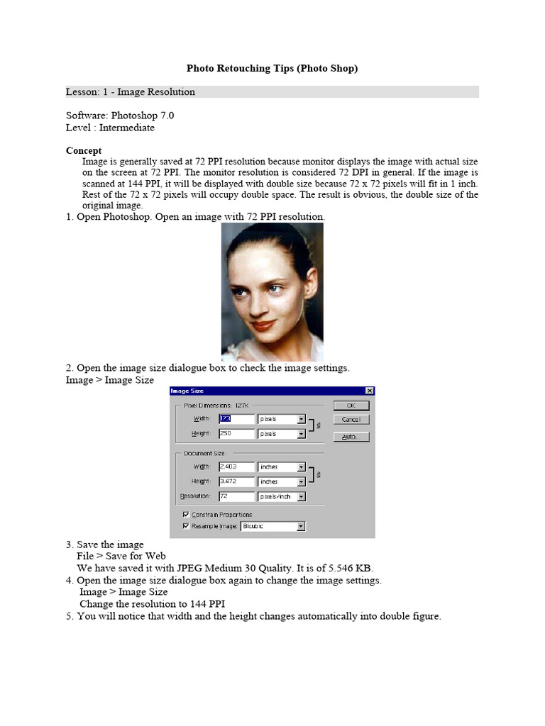 Photo Retouching Lessons | Download Free PDF | Adobe Photoshop | Image Editing