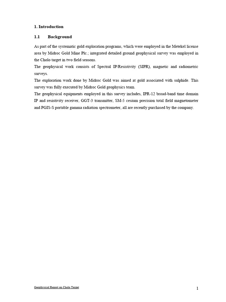 Geophysical Survey of Cholo Target | PDF | Magnetometer | Petrology