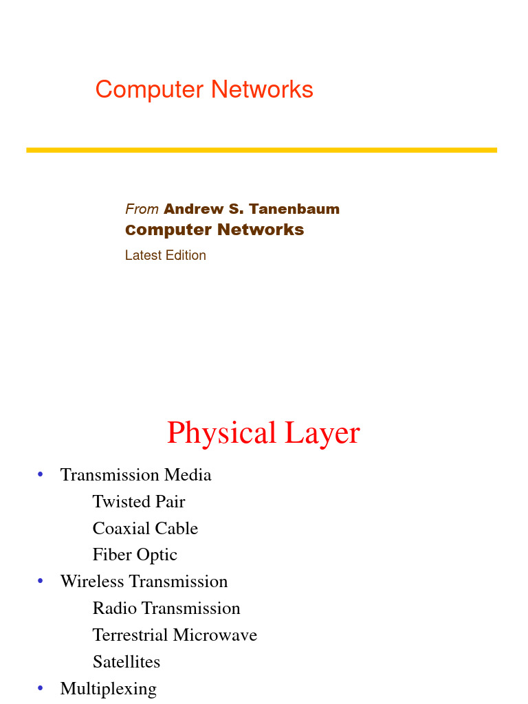 Physical Layer - Computer Net - Chapter 2 Slides - Jan 2022 | PDF | Transmission Medium ...