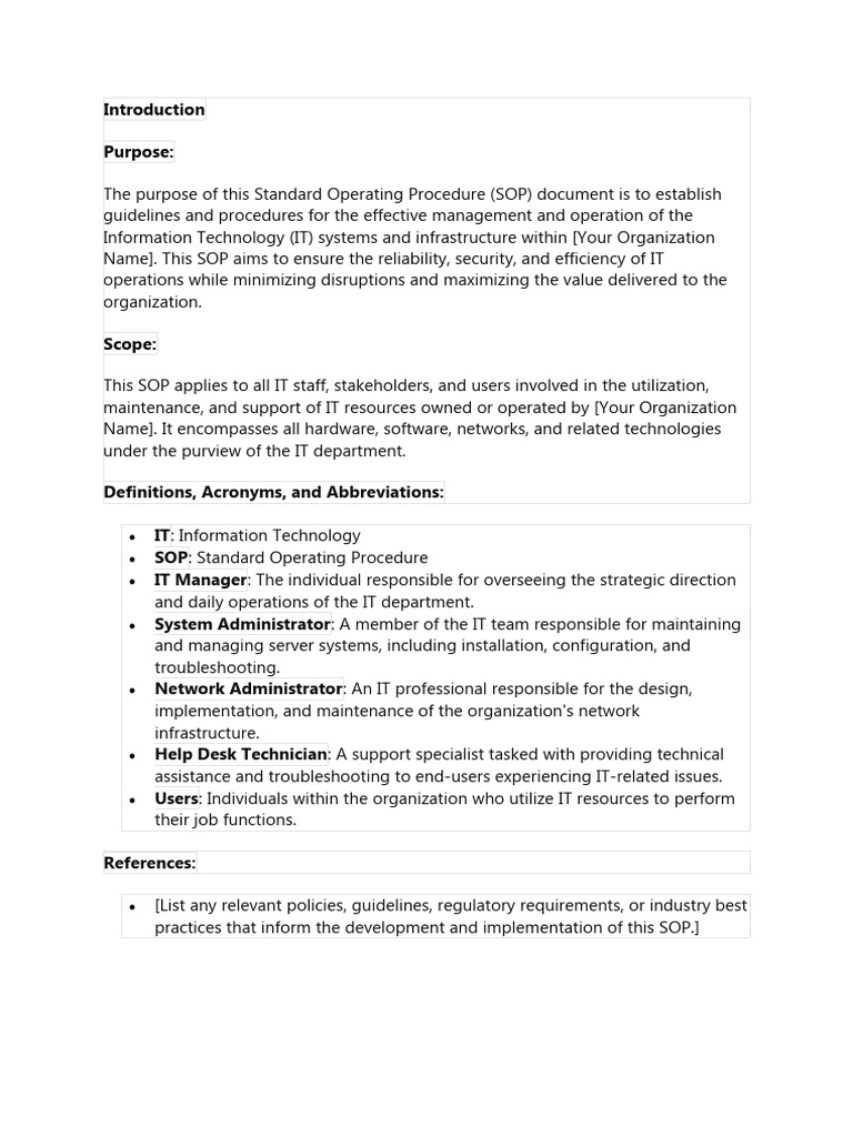 IT SOP Introduction | PDF