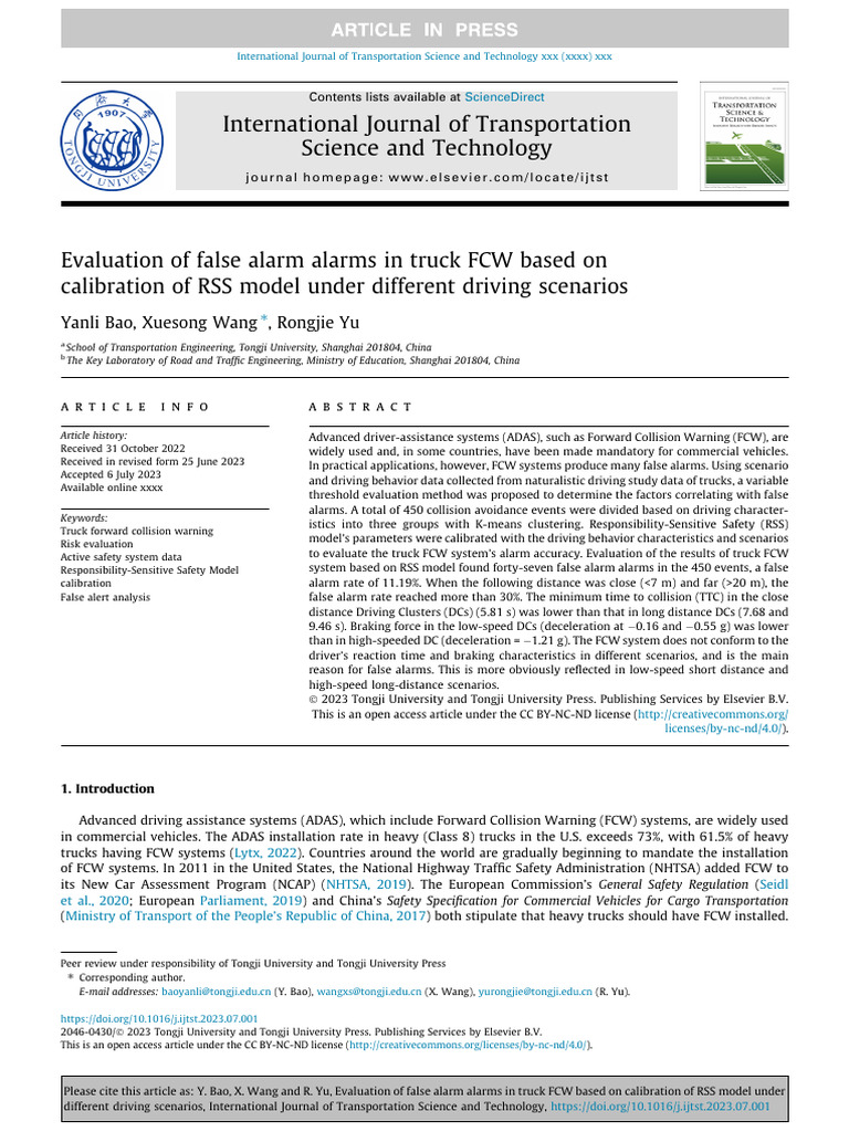 Evaluation of False Alarm Alarms in Truck FCW Based On | PDF | Cluster ...
