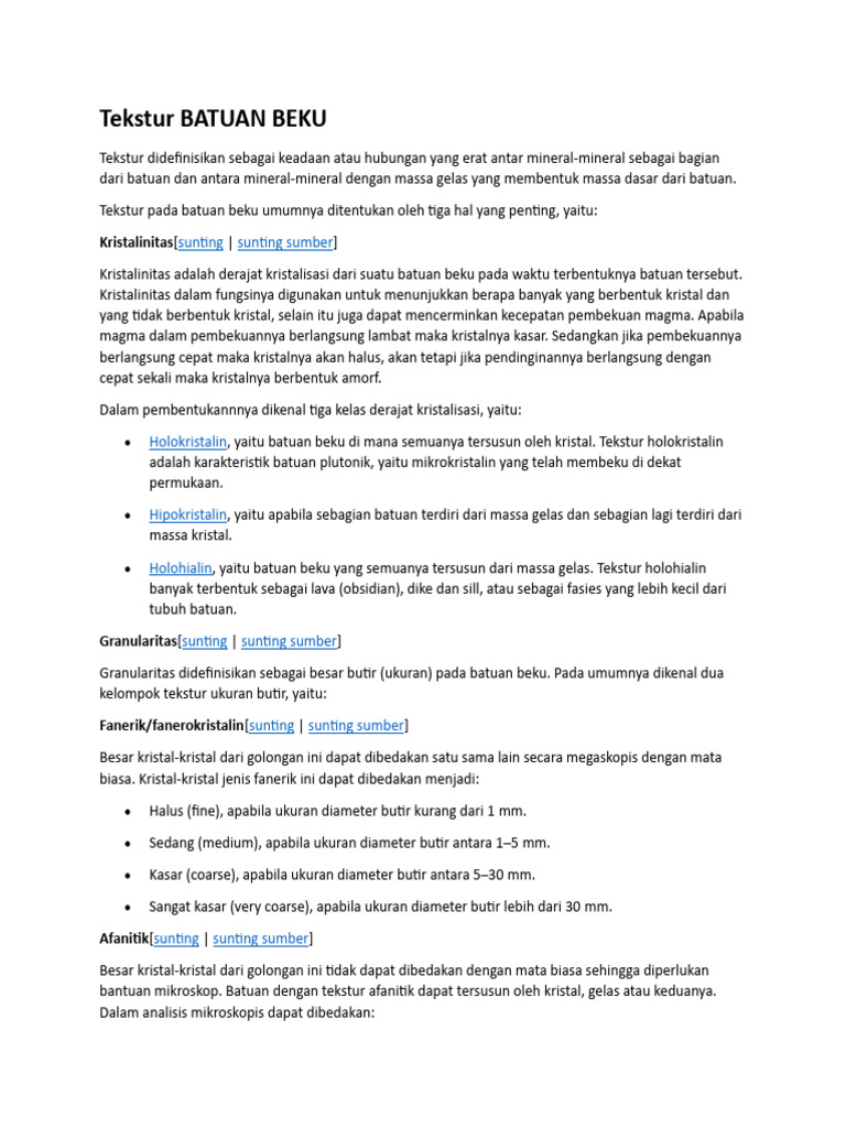 Tekstur BATUAN BEKU | PDF