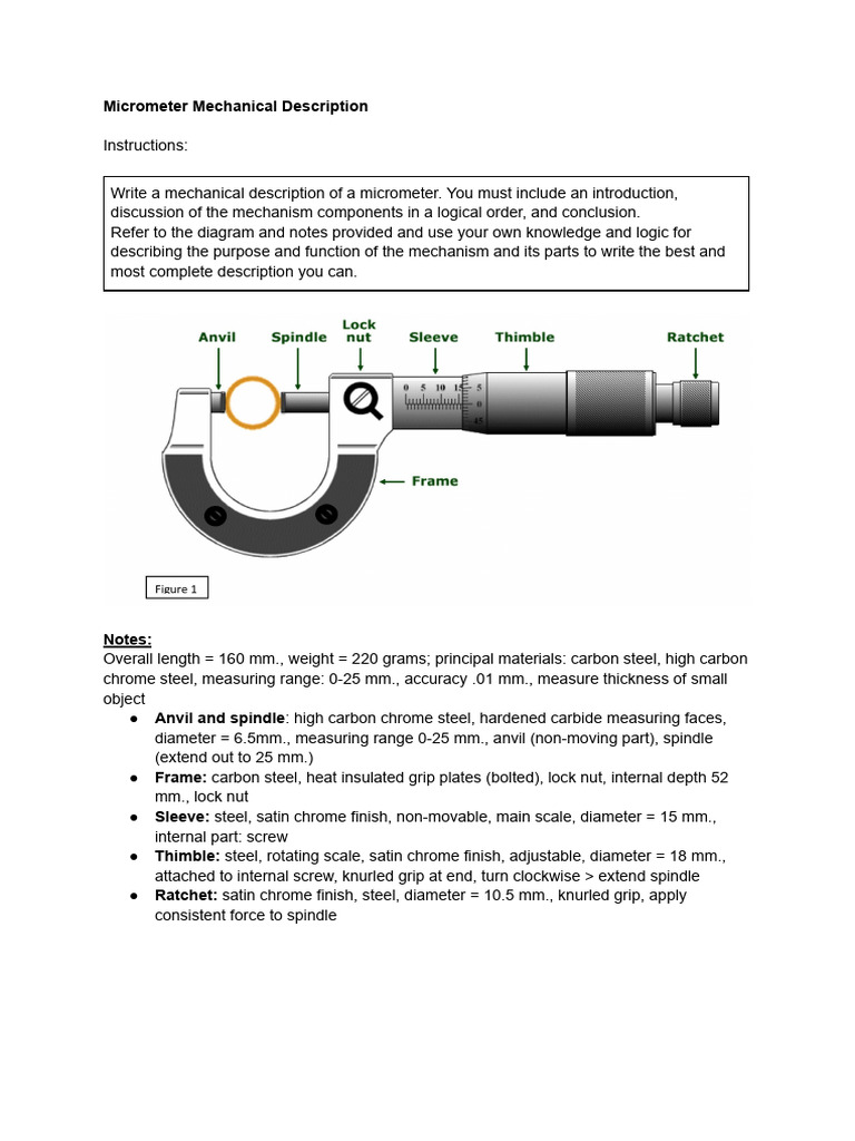 MOCK - Micrometer Mechanical Description | PDF