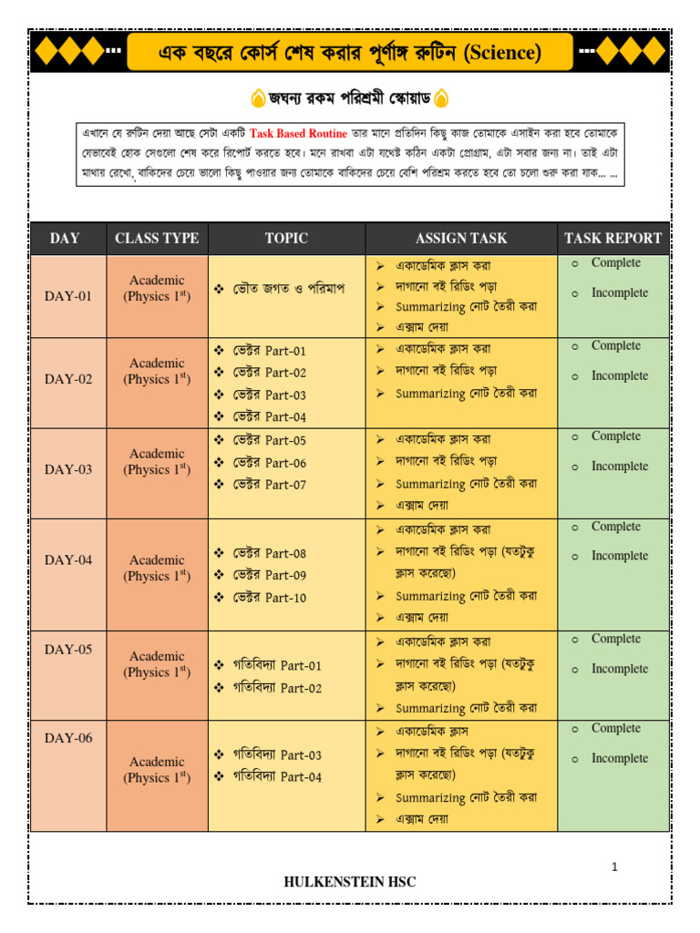 HSC-26 Course Routine | PDF