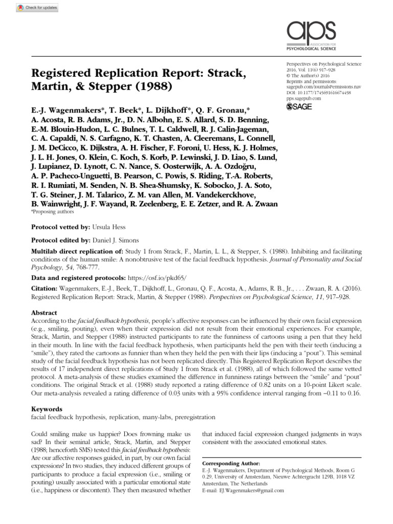 3 - Wagenmakers Et Al 2016 Registered Replication Report Strack Martin ... 3 - Wagenmakers Et Al 2016 Registered Replication Report Strack Martin ...