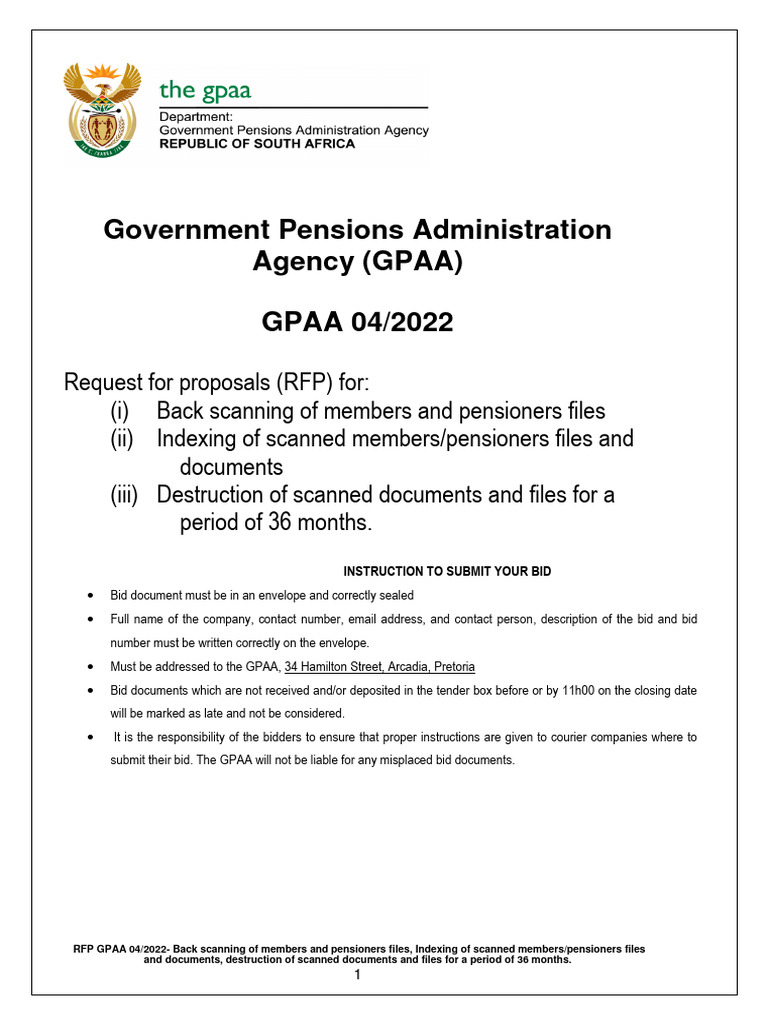 GPAA Document Scanning RFP | PDF | Request For Proposal | Computer File