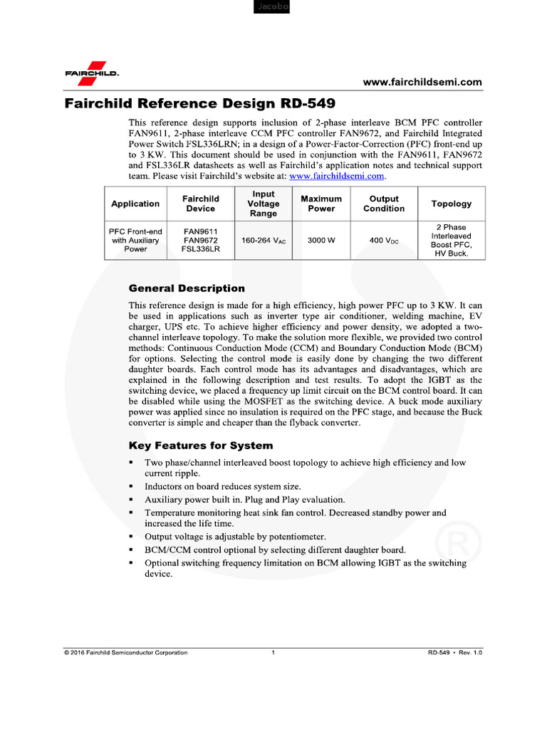FAN9672 Ref Design RD-549 | PDF