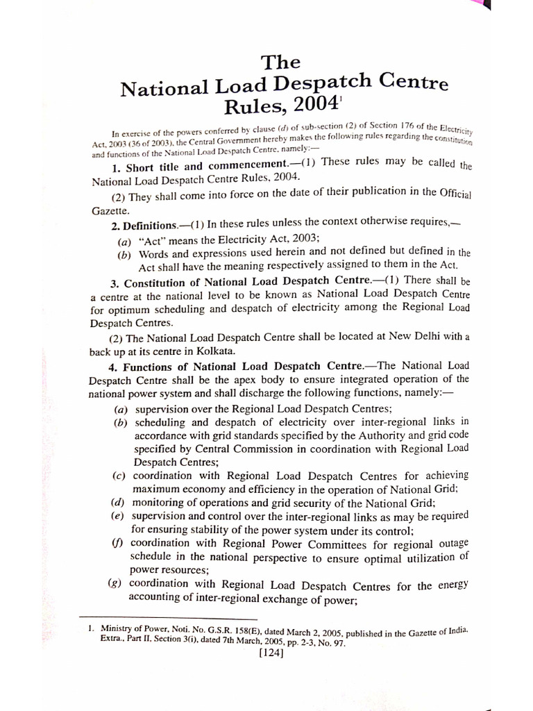 National Load Despatch Centre Rules, 2004 | PDF