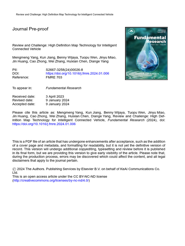 Review and Challenge High Definition Map Technology for Intelligent ...