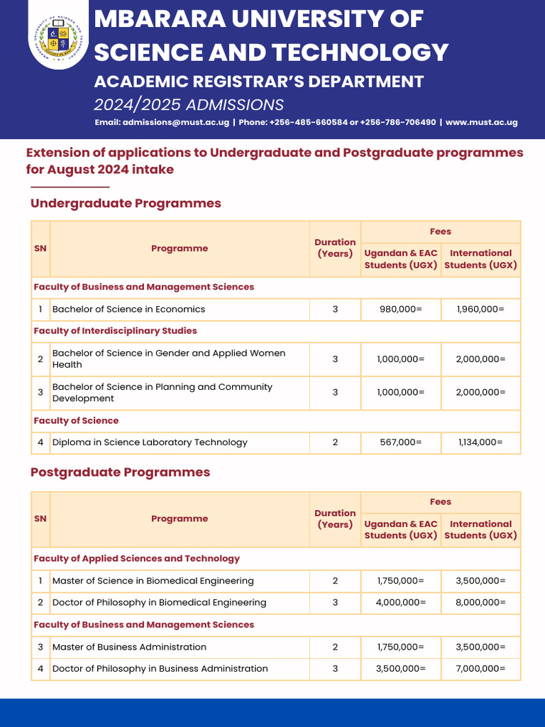 Mbarara University Admissions 2025-2026 | PDF | Postgraduate Education ...