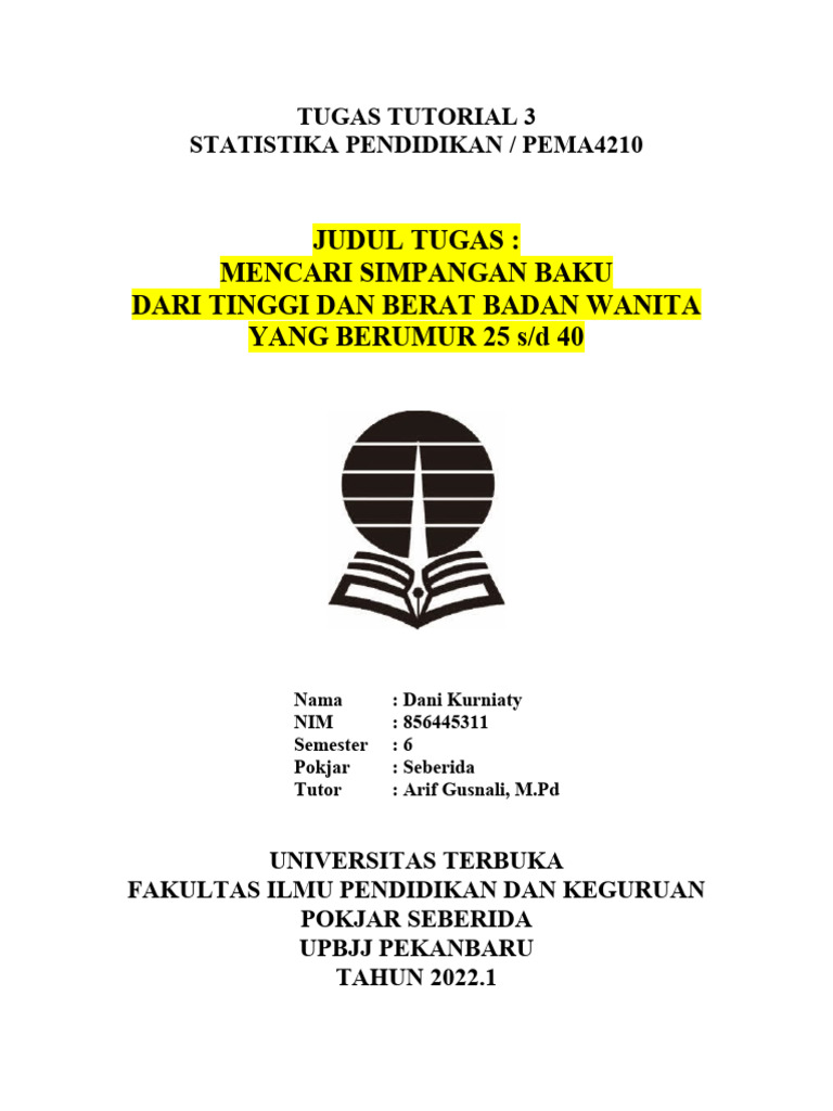 Tugas Tutorial 3.statistik Pendidikan | PDF