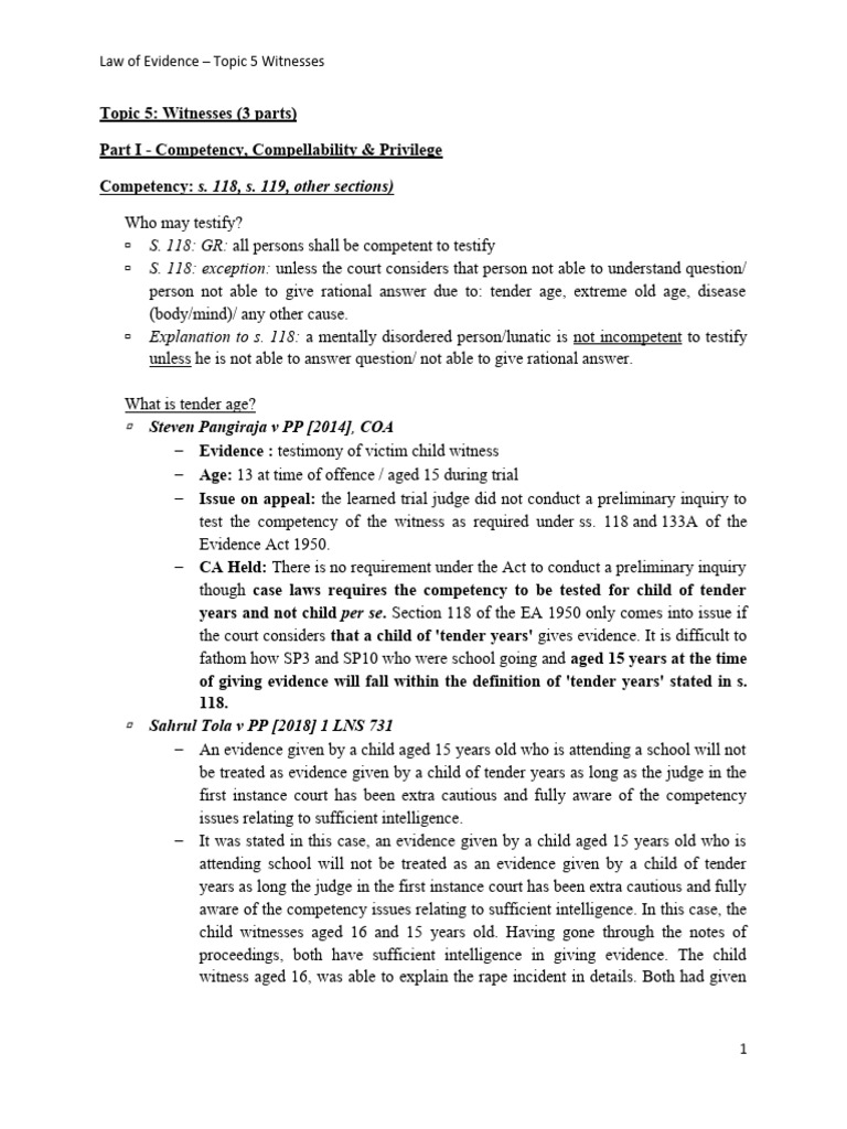 Evidence Topic 5 Witness | PDF | Witness | Testimony