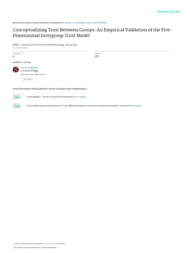 Intergroup Trust Questionnaire | PDF | Social Psychology | Psychology