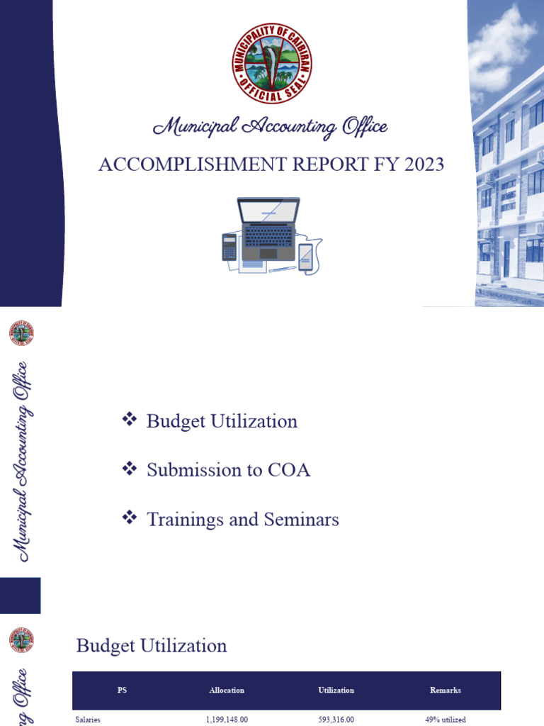 Accomplishment Report 2023 | PDF | Balance Sheet | Fund Accounting